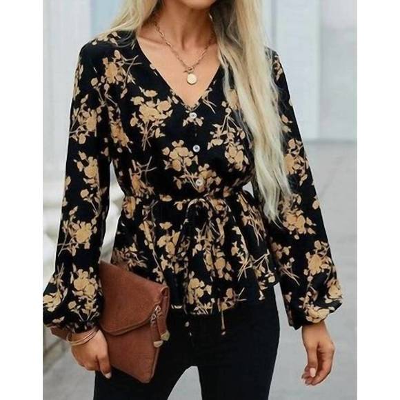 ELOOK | Tops | New Elook Floral Buttonfront Blouse In Marigold | Poshmark